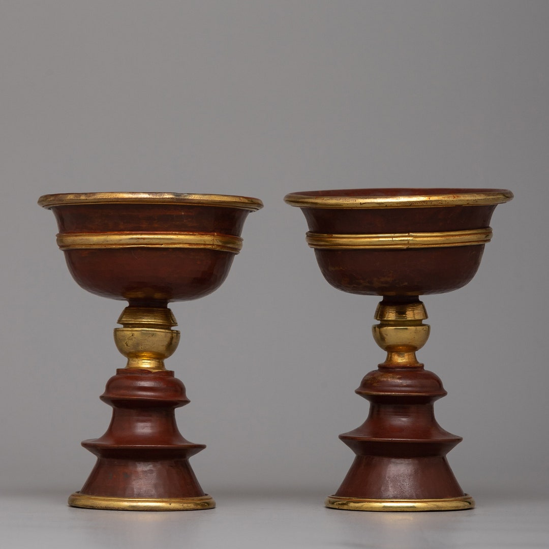 Tibetan Ghee Oil Lamp Set | Handcrafted Butter Lamp | Buddhist ...