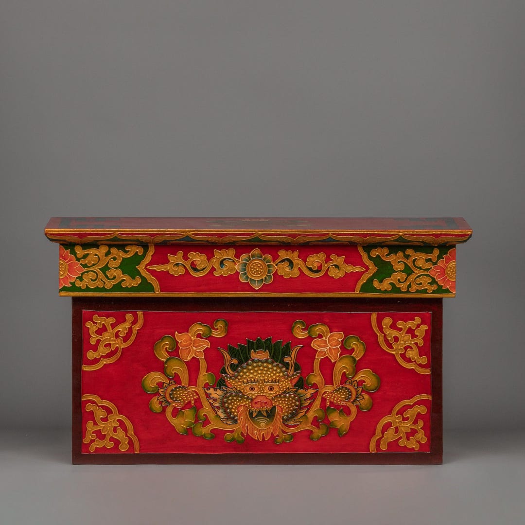 Handcrafted Wooden Folding Table for Shrine | Elegant Pooja Stand ...