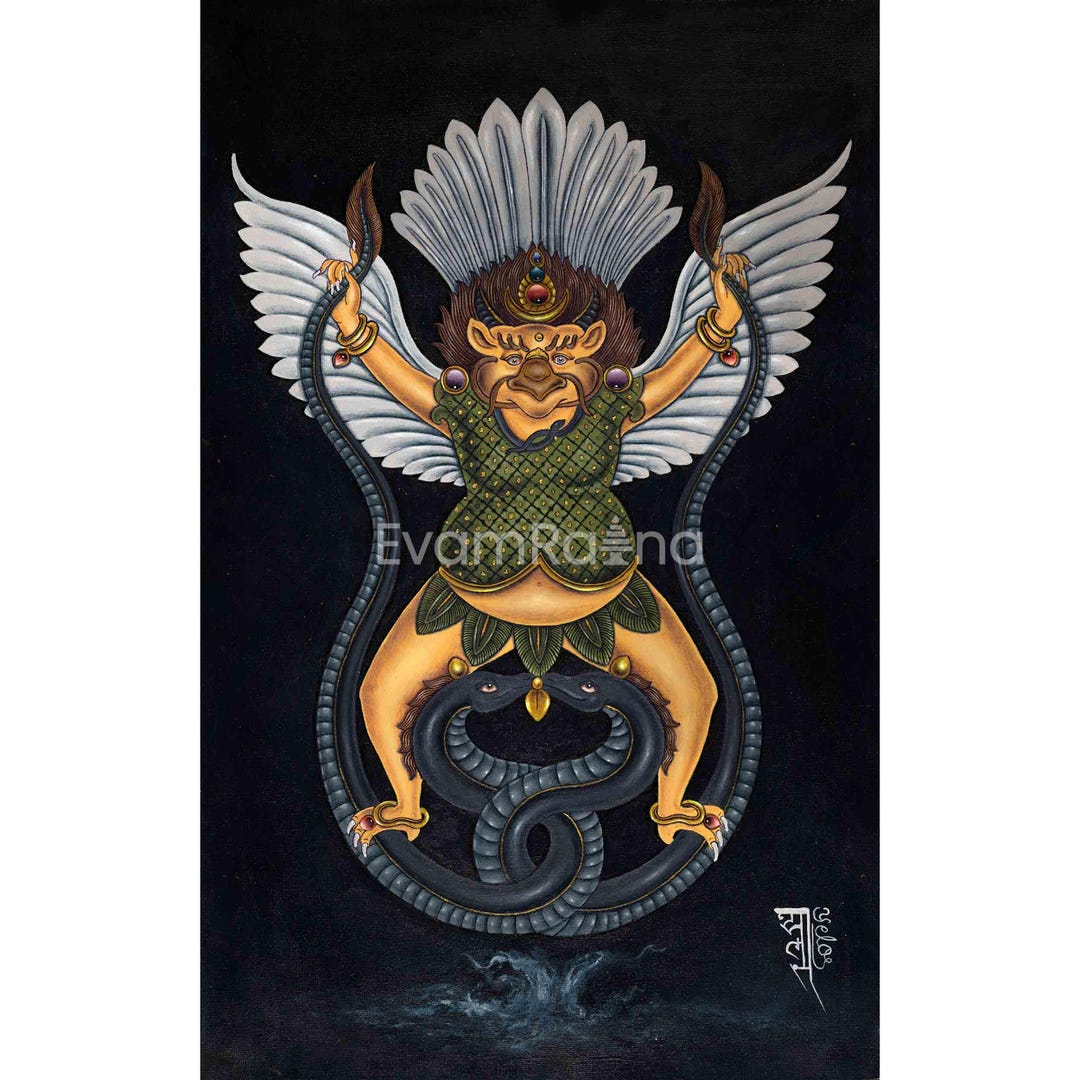 Tibetan Garuda Digital Print | King of Birds Print | Eagle Headed Human ...