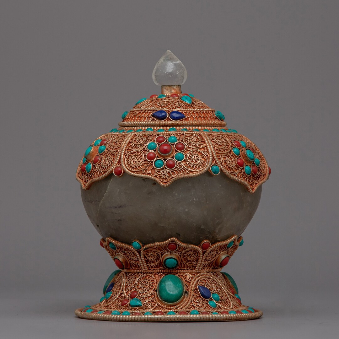 Gold Tibetan Rice Pot: Traditional Symbol of Offering Enhance Your ...