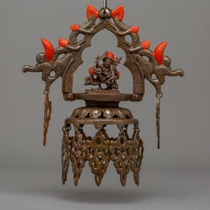 Handcrafted Newari Dalucha Oil Lamp | Traditional Oxidized Copper ...