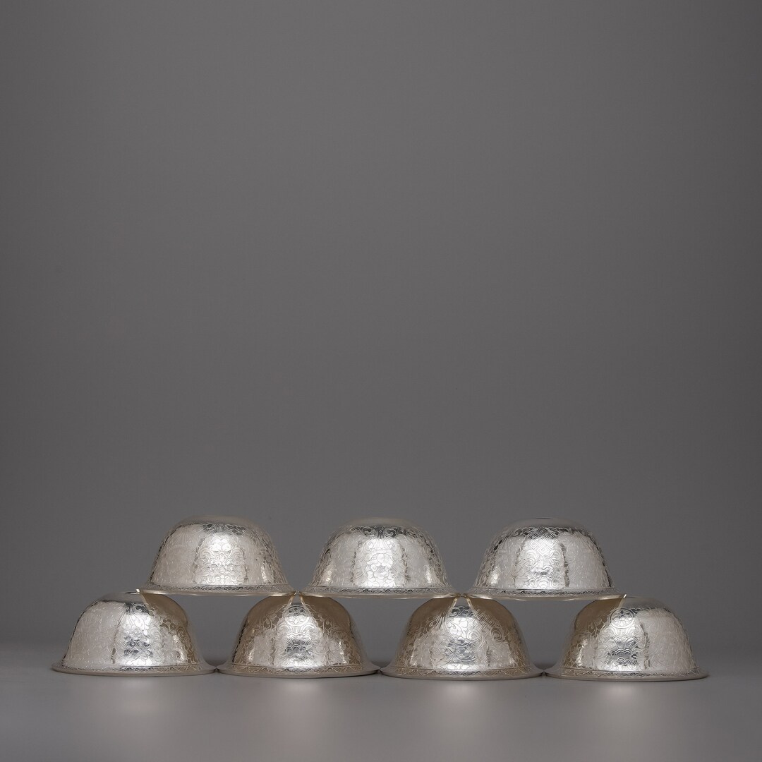 Silver Water Offering Bowls Set | Traditional Tibetan Ritual Altar ...