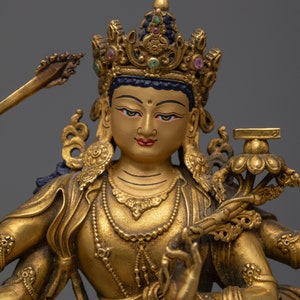 Machine Made Maha Manjushri Statue Gold-gilded for Opulence and ...