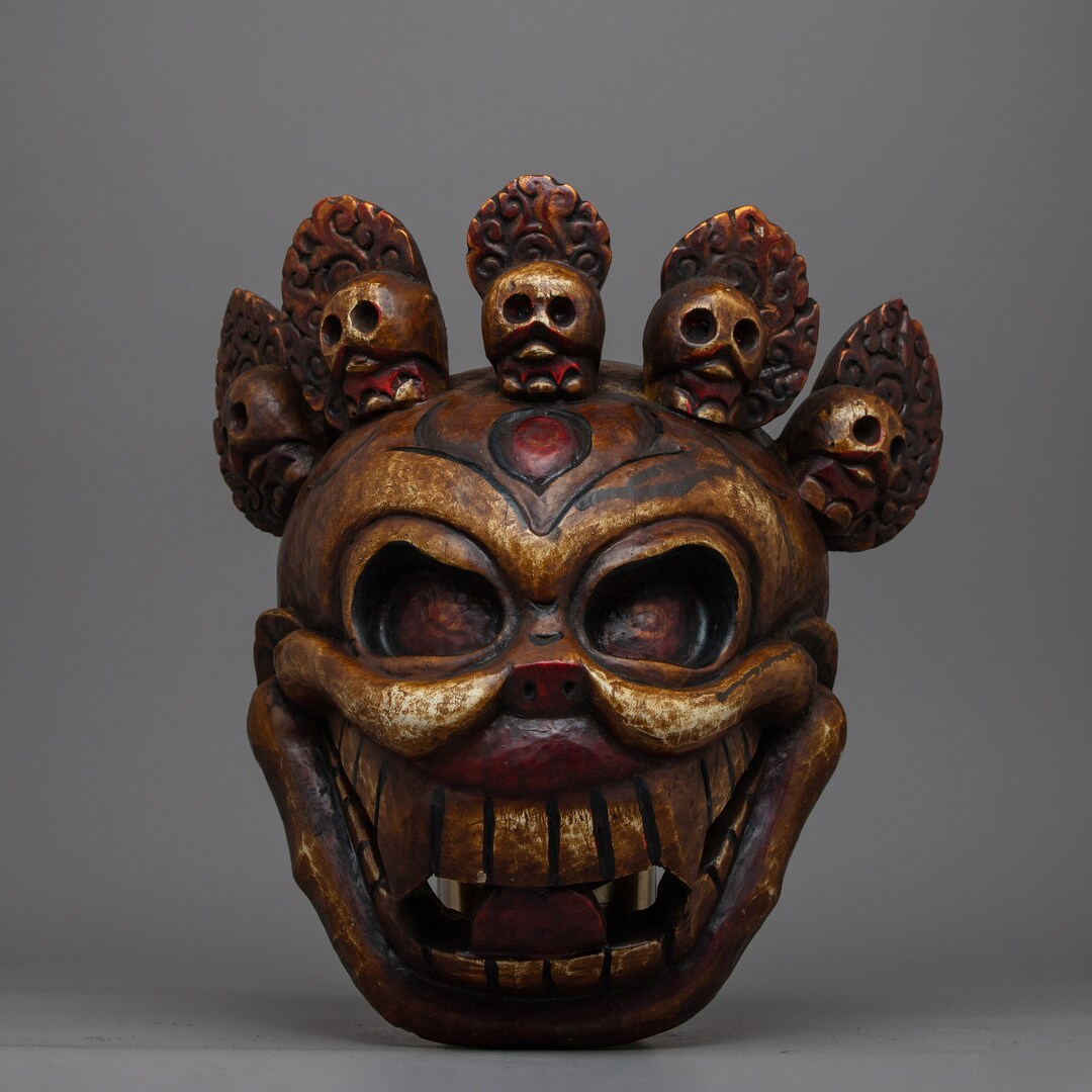 Tibetan Kapala Skull Mask | Handcrafted Mask Sculpture | Tribal Ethnic ...