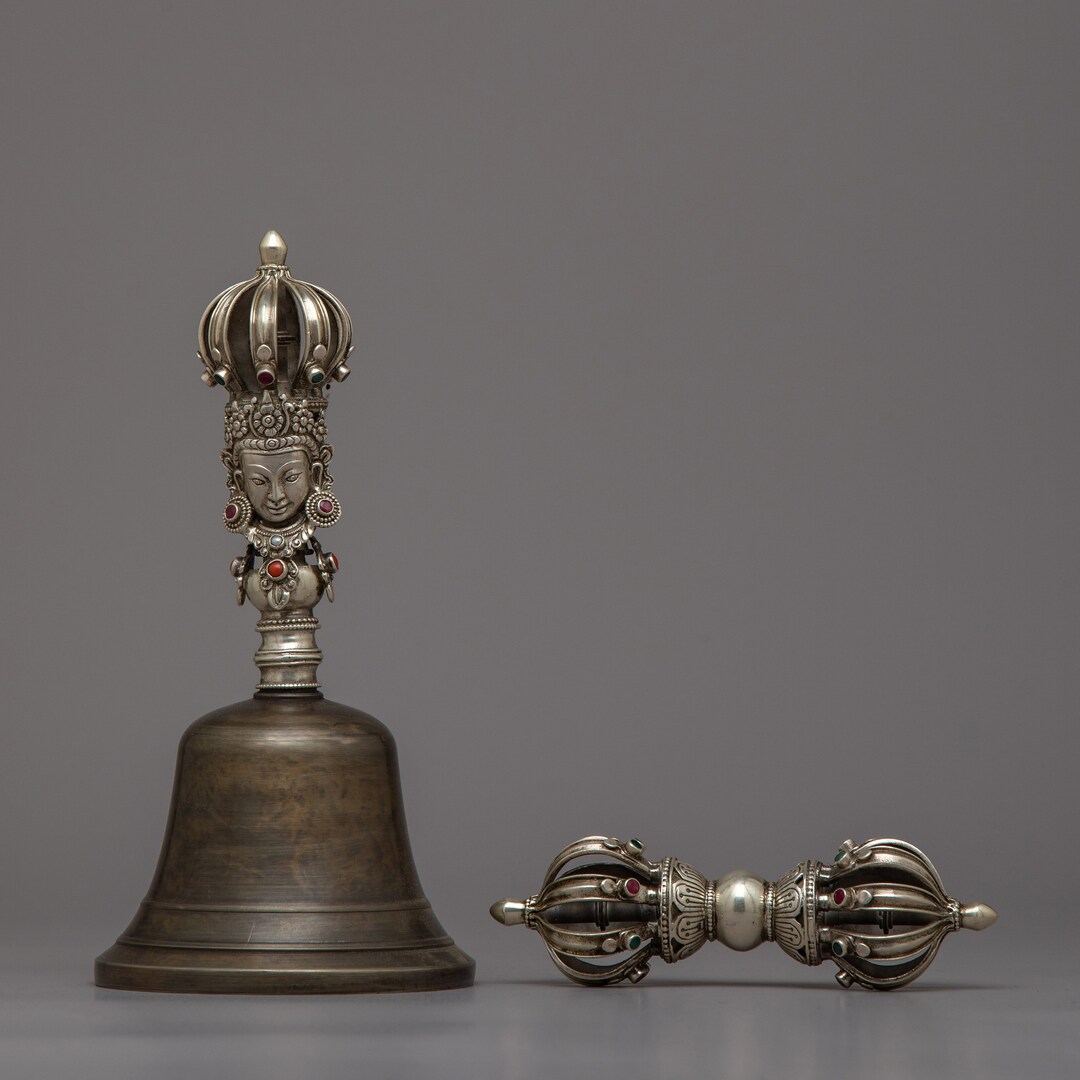 Tibetan Vajra & Bell Set: Sacred Ritual Tools for Buddhist Ceremonies ...