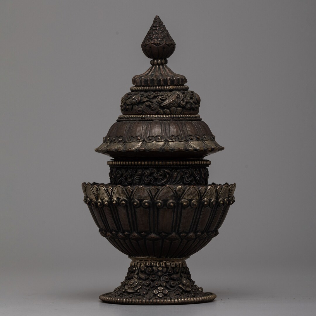 Buddhist Nhyashi Rice Offering Pot | Sacred Neshi Dhupur Pot | Tibetan ...