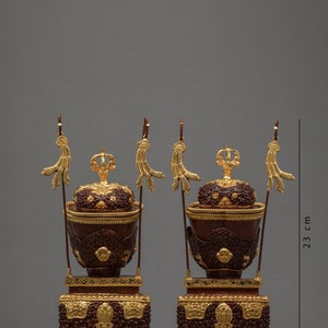 Ritual Kapala Set | Buddhist Skull Offering | Finely Handcarved Gold ...