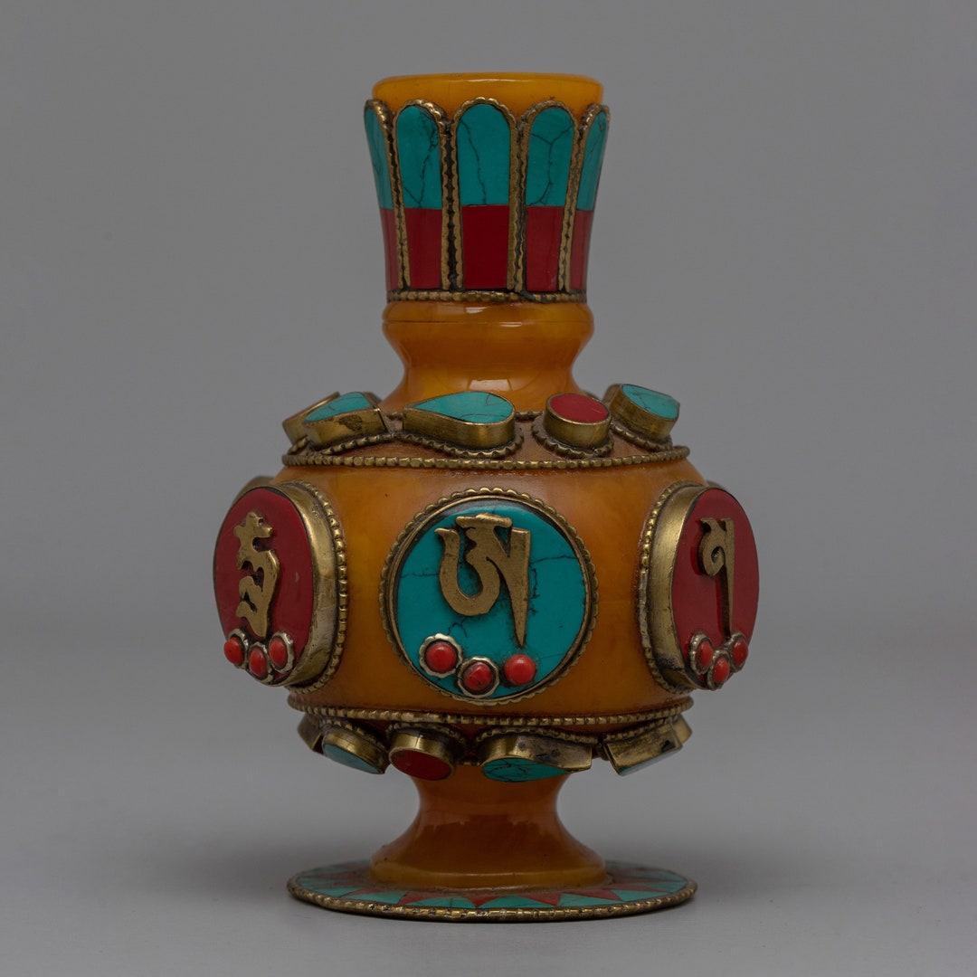 Tibetan Flower Vase Ritual | Flowers Pot | Mantra Engraved Vase for ...
