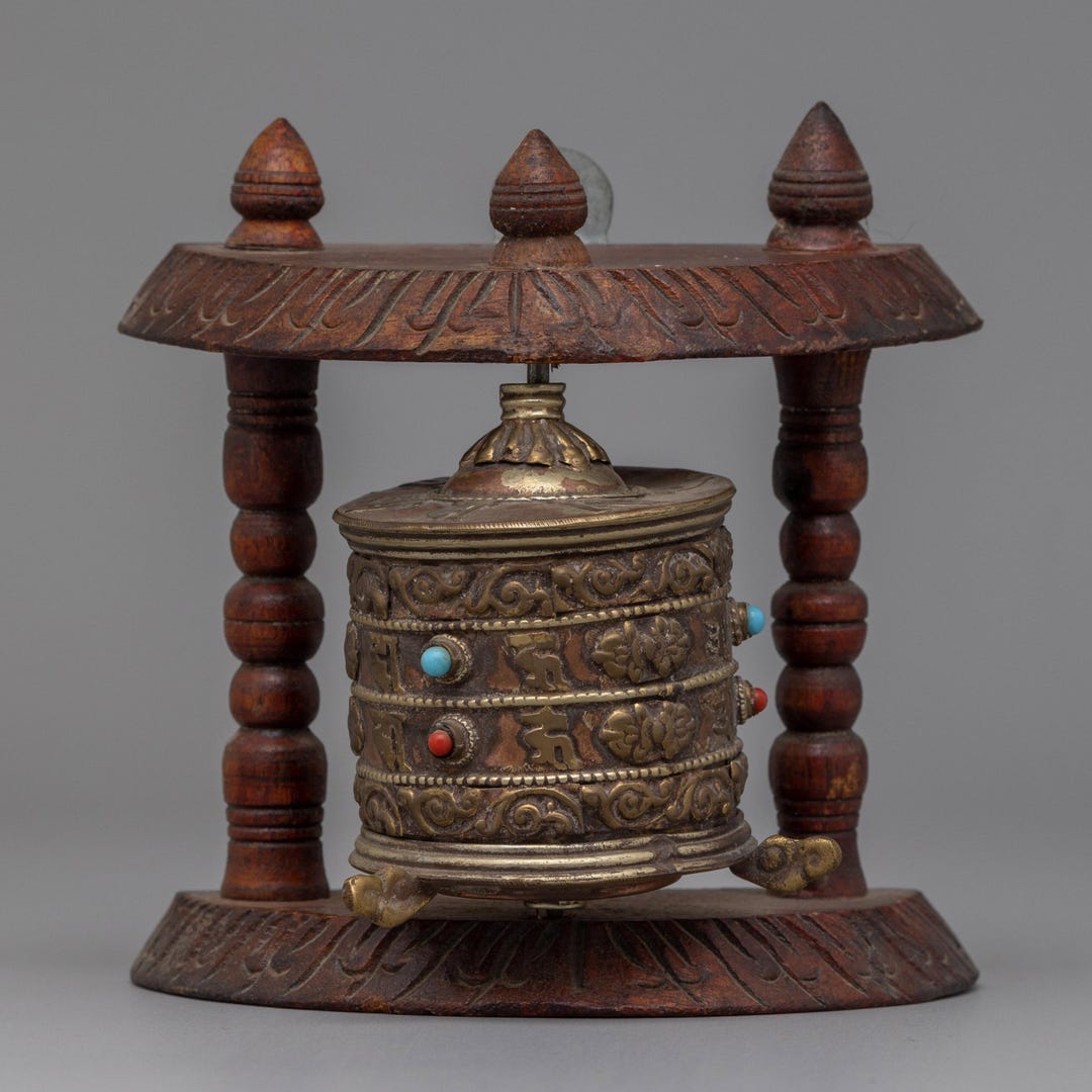 Tibetan Wooden Prayer Wheel | Tibetan Buddhist Ritual Tool |handcrafted ...