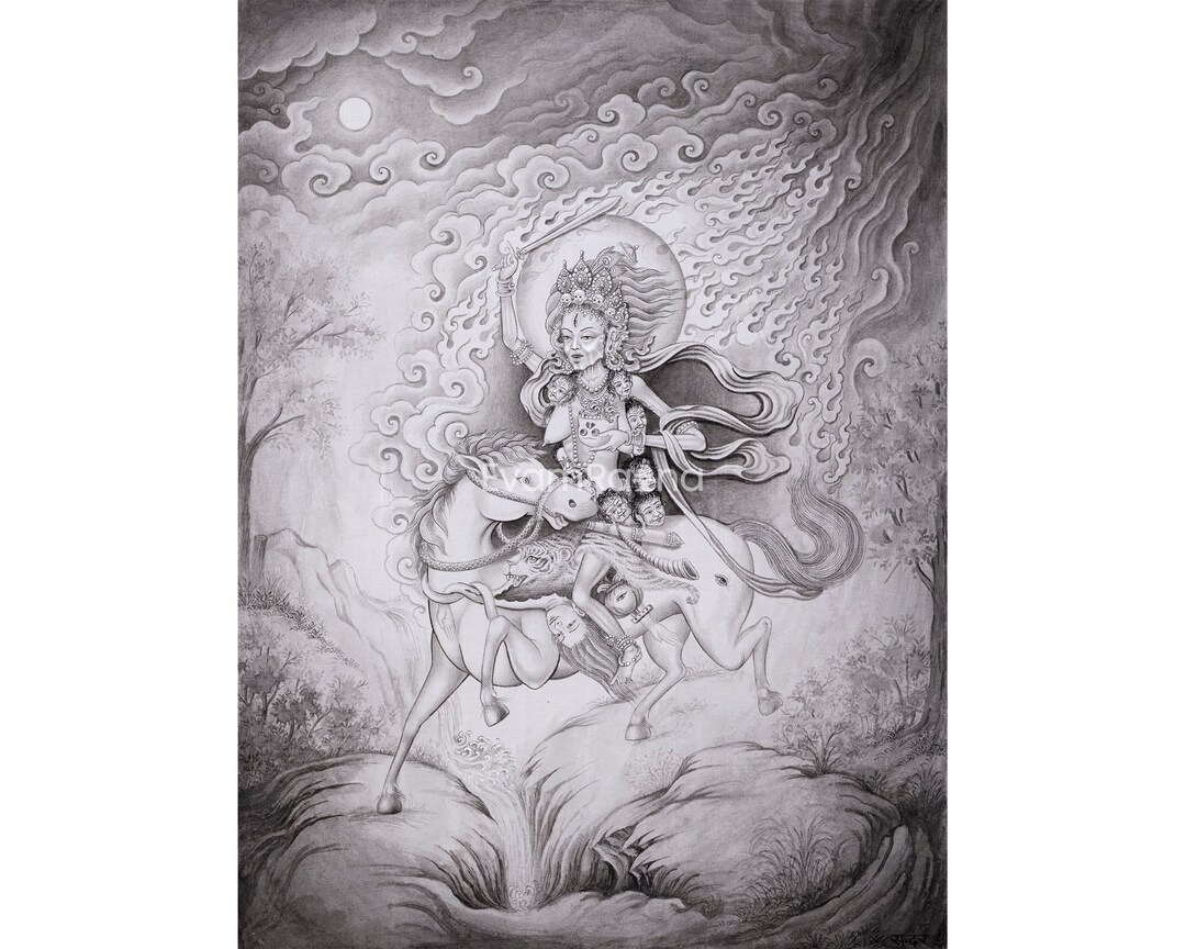 Dharma Protector Palden Lhamo Thangka Print | Divine Digital Print Art ...