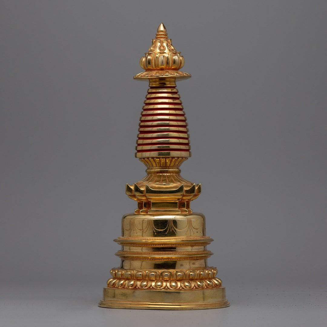 Gold Plated Kadam Style Stupa | Tibetan Ritual Item | Sacred Buddhist ...