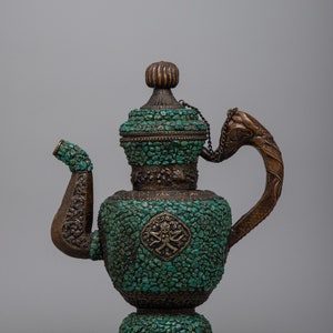 Handcrafted Buddhist Traditional Tea Pot | Tibetan Turquoise Stones ...
