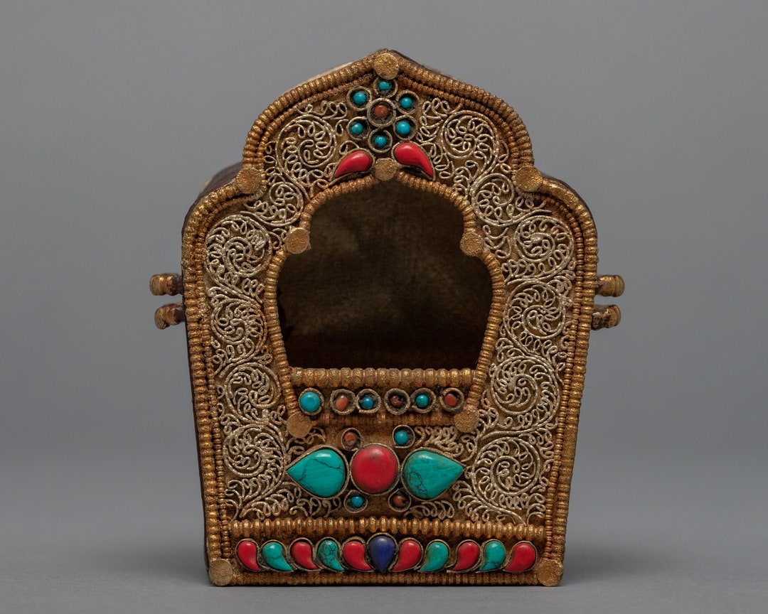 Tibetan Treasure Box | Religious Ghau Box | Protective Portable Altar ...