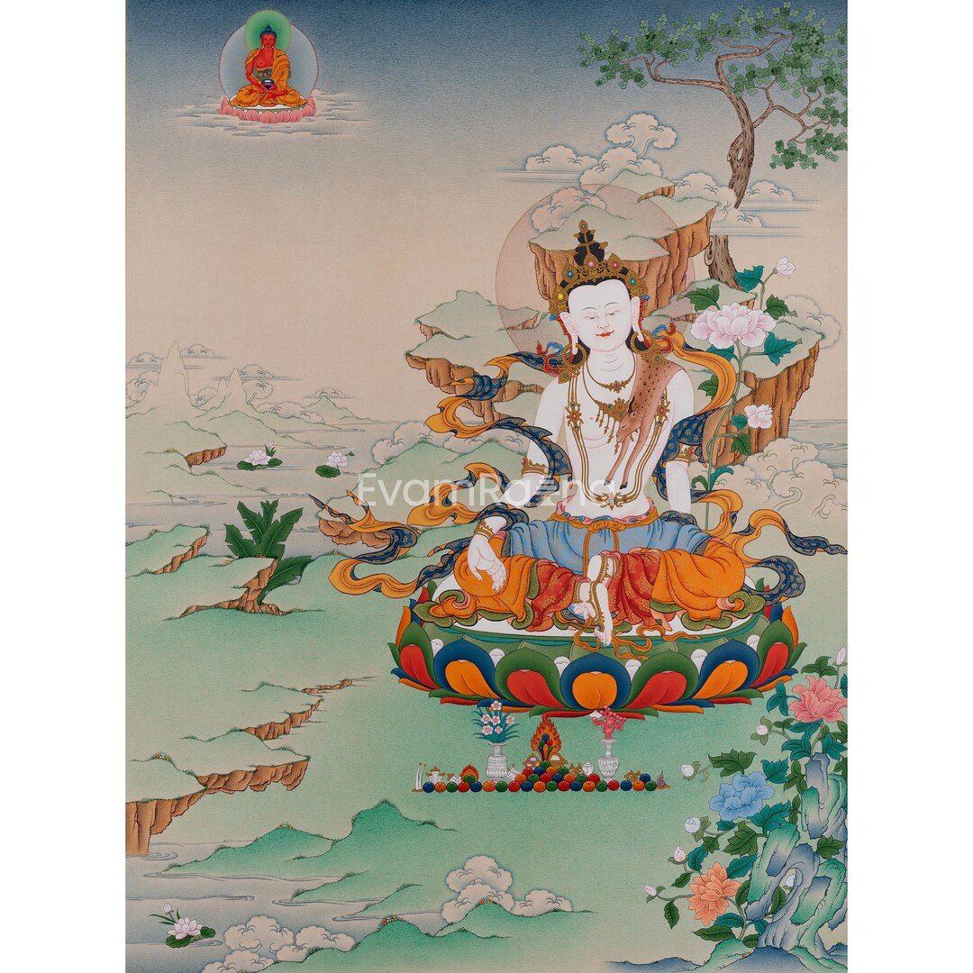 Transcendent Compassion: Chenresig With Buddha Amitabha Thangka ...