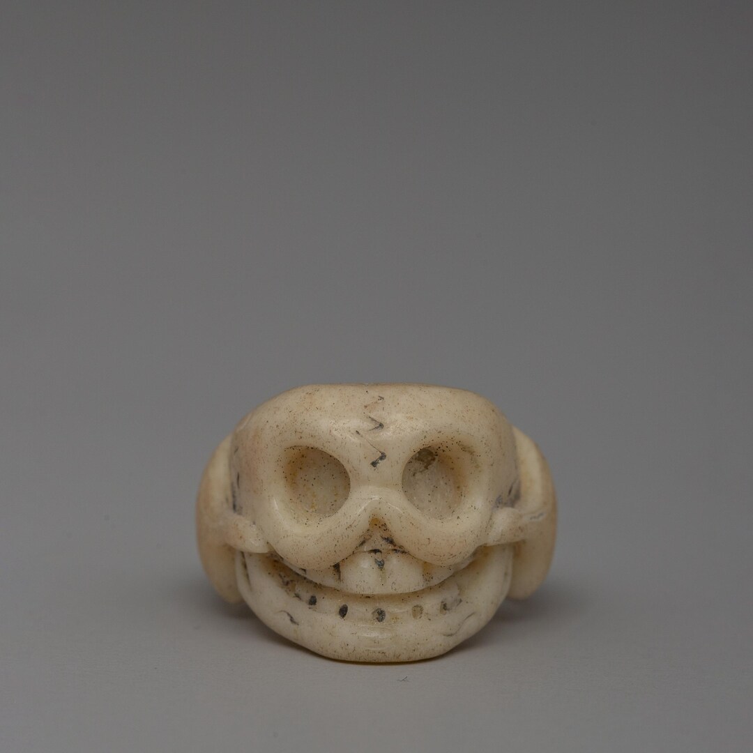 Traditional Tibetan Hand-carved Skull Buffalo Bone Ring | 12mm Diameter ...