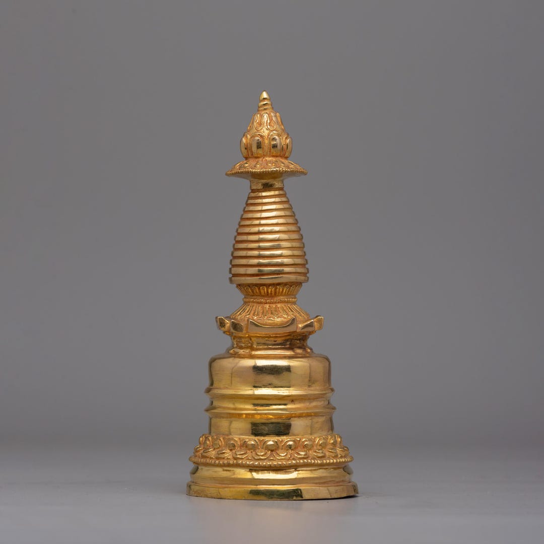 Exquisite 24K Gold-plated Stupa | Ritual Home Decor | Tibetan Stupa for ...
