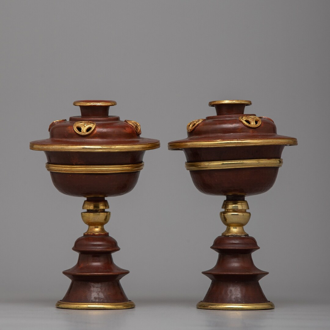 Handcrafted Oil Butter Lamp Set | Tibetan Buddhist Prayer Accessories ...