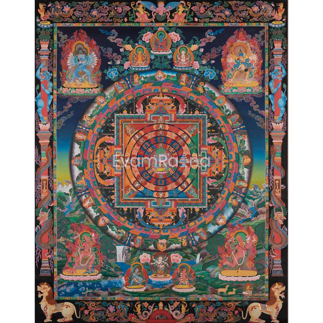 Newari Style Chakrasamvara Mandala Thangka Prints | Traditional Digital ...