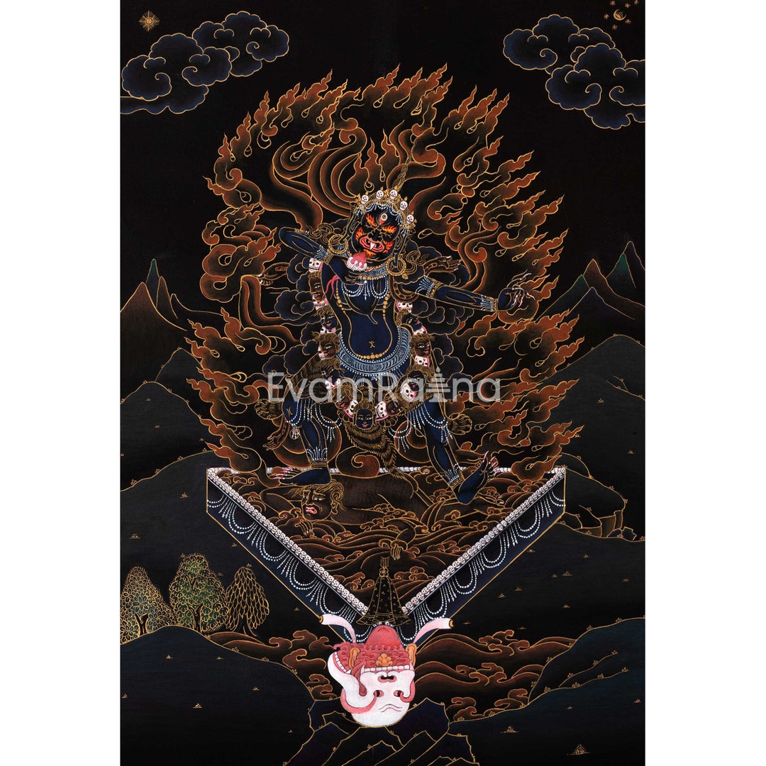 Rare Blue Ekajati Thangka Original Hand Painted Buddhist Art Wrathful ...