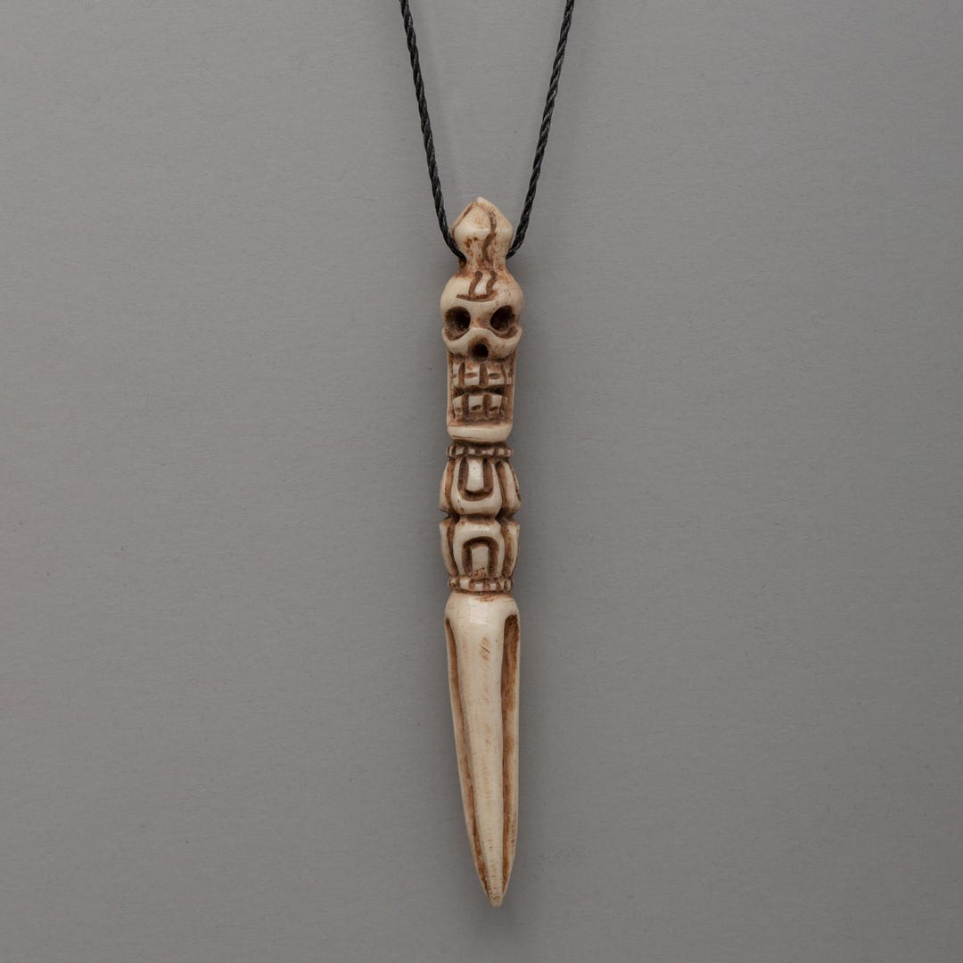 Hand-carved Buffalo Bone Buddhist Locket | 8.5cm Ethically Sourced ...