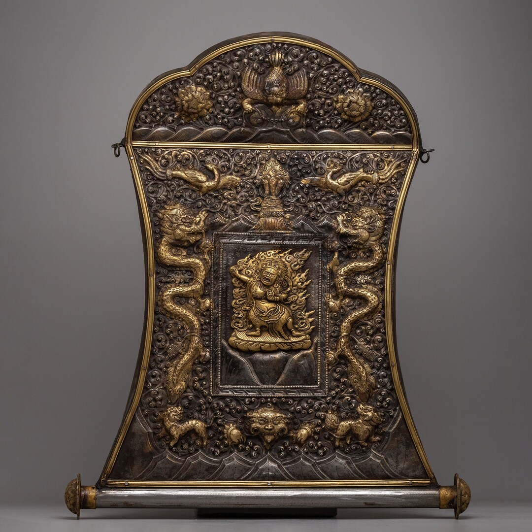 Dorje Bernagchen the Great Black Cloak Mahakala Metal Thanka Invoking ...