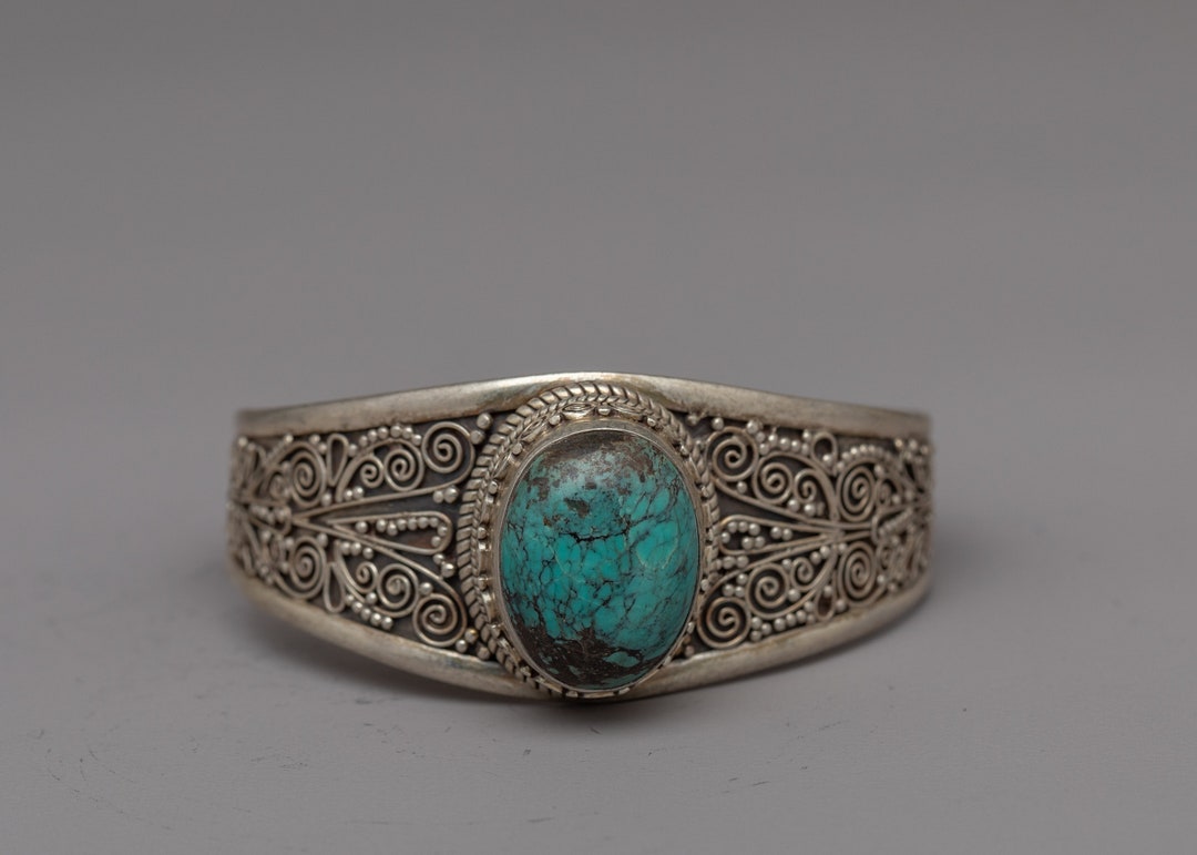 Silver Stone Bracelet | Hand Made by Nepal Silver Alloy | Buddhist ...