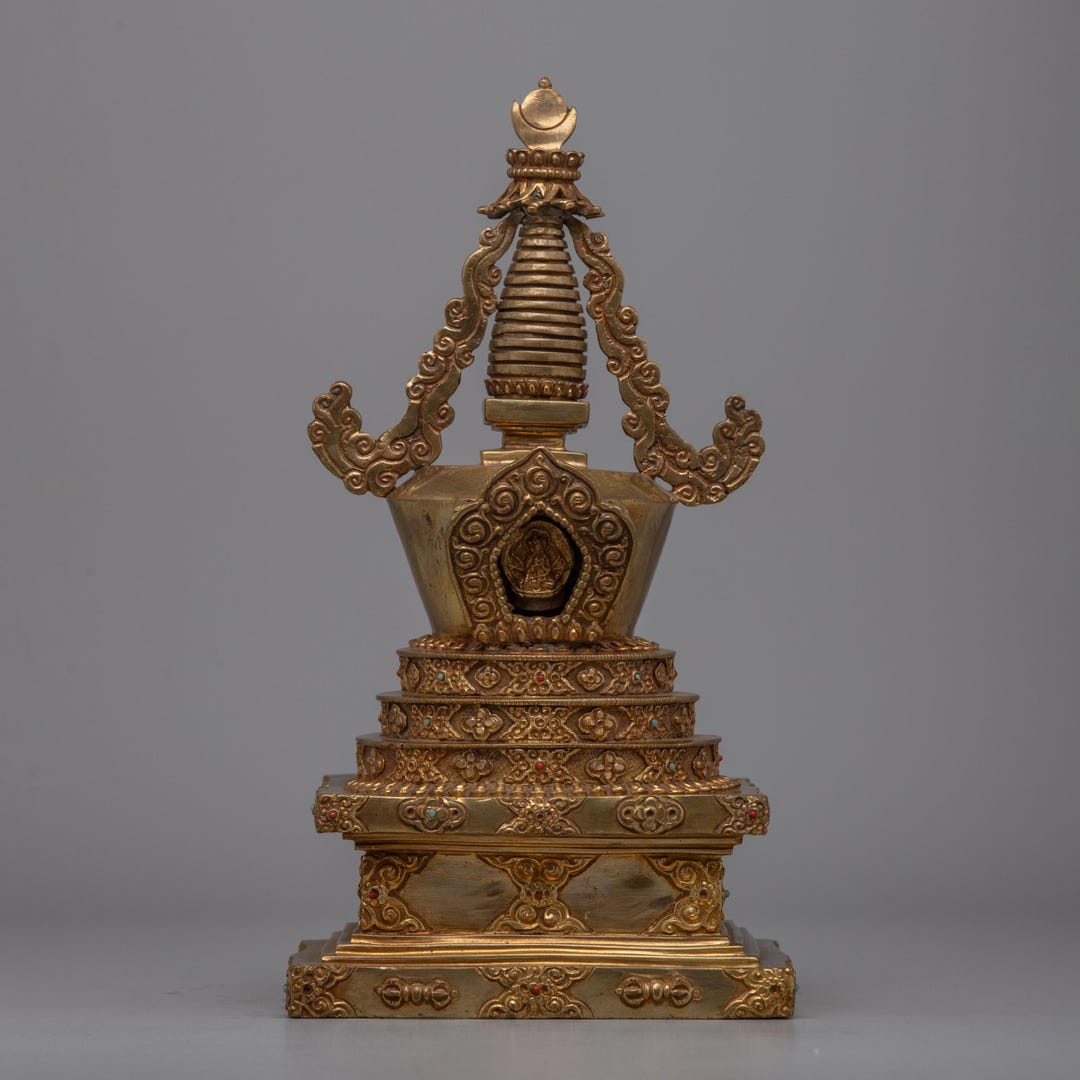 Sacred Tibetan Stupa | Masterfully Crafted Stupa With Plated Detail ...