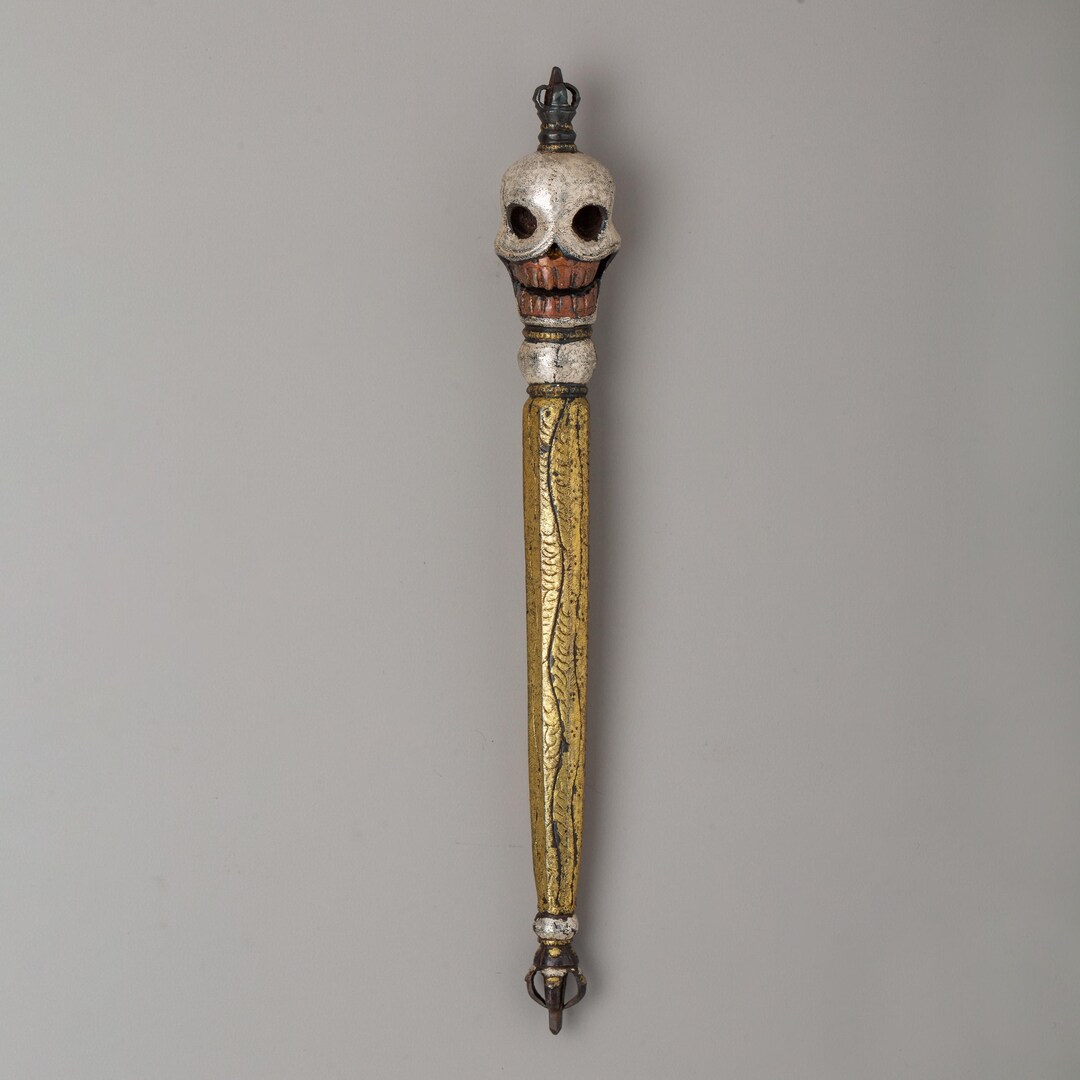 Handcrafted Oxidized Copper Scepter Khatvanga Ritual Buddhist Vajrayana ...