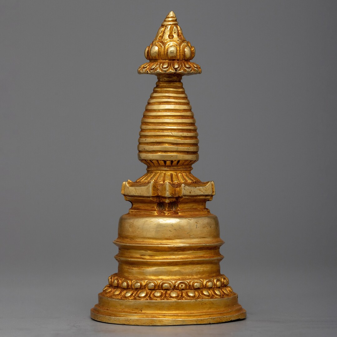 Handmade Stupa | 24k Gold Plated Detailing for Spiritual Reflection ...