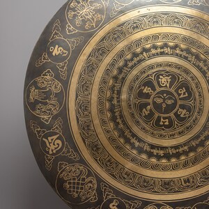 Handmade Tibetan Gong With Auspicious Symbol Carved handcrafted in ...