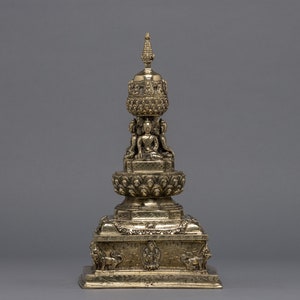 Brass Tibetan Stupa | Buddhist Statue of Buddhas | High Quality Gold ...