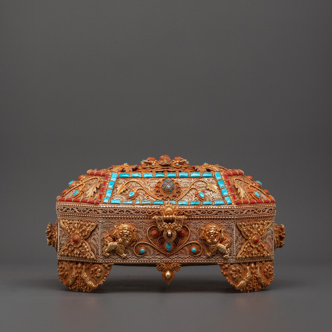 Himalayan Box With Filigree Work | Gold & Silver-plated Copper ...