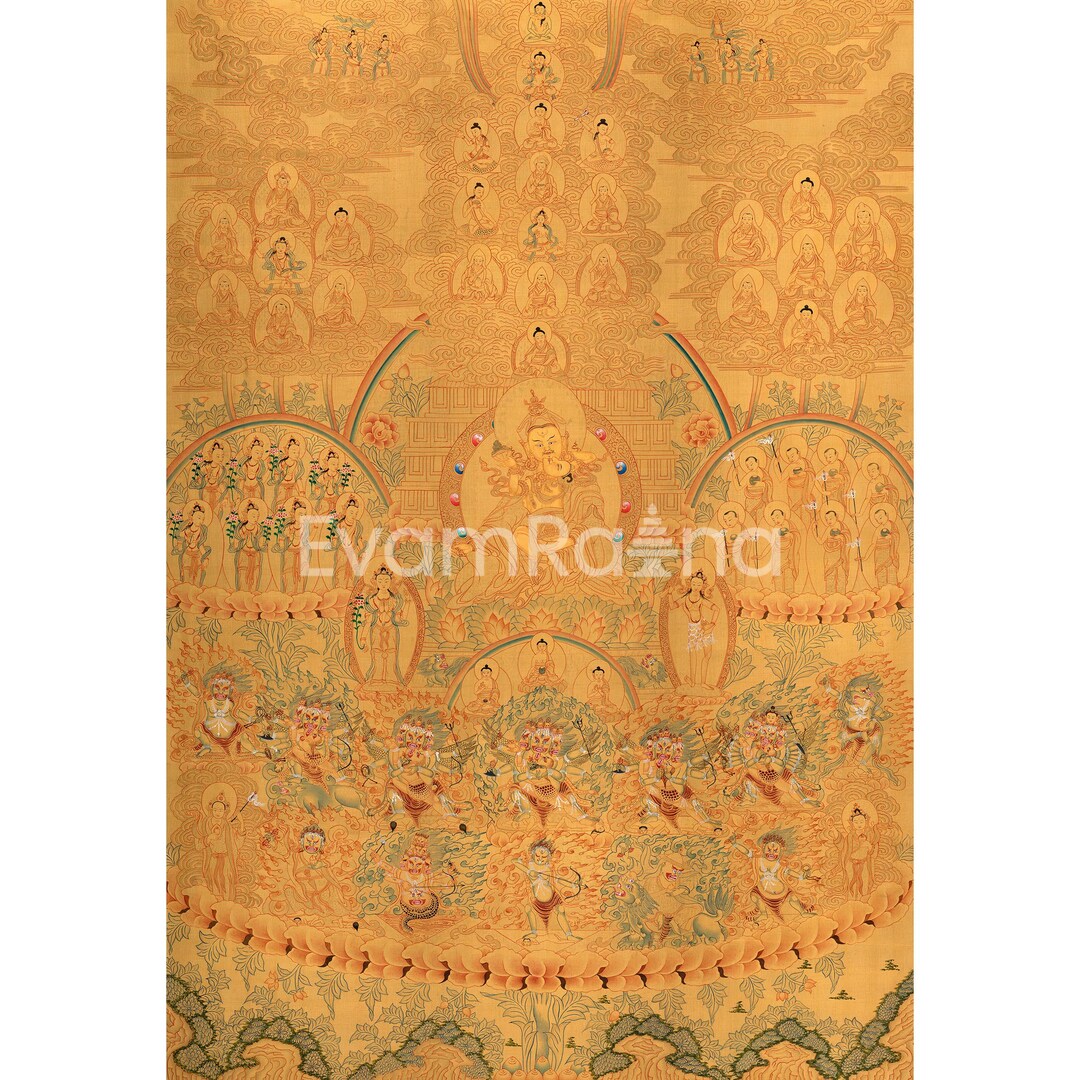 Guru Padmasambhava Lineage Tree Thangka | Hand-painted Buddhist Art ...