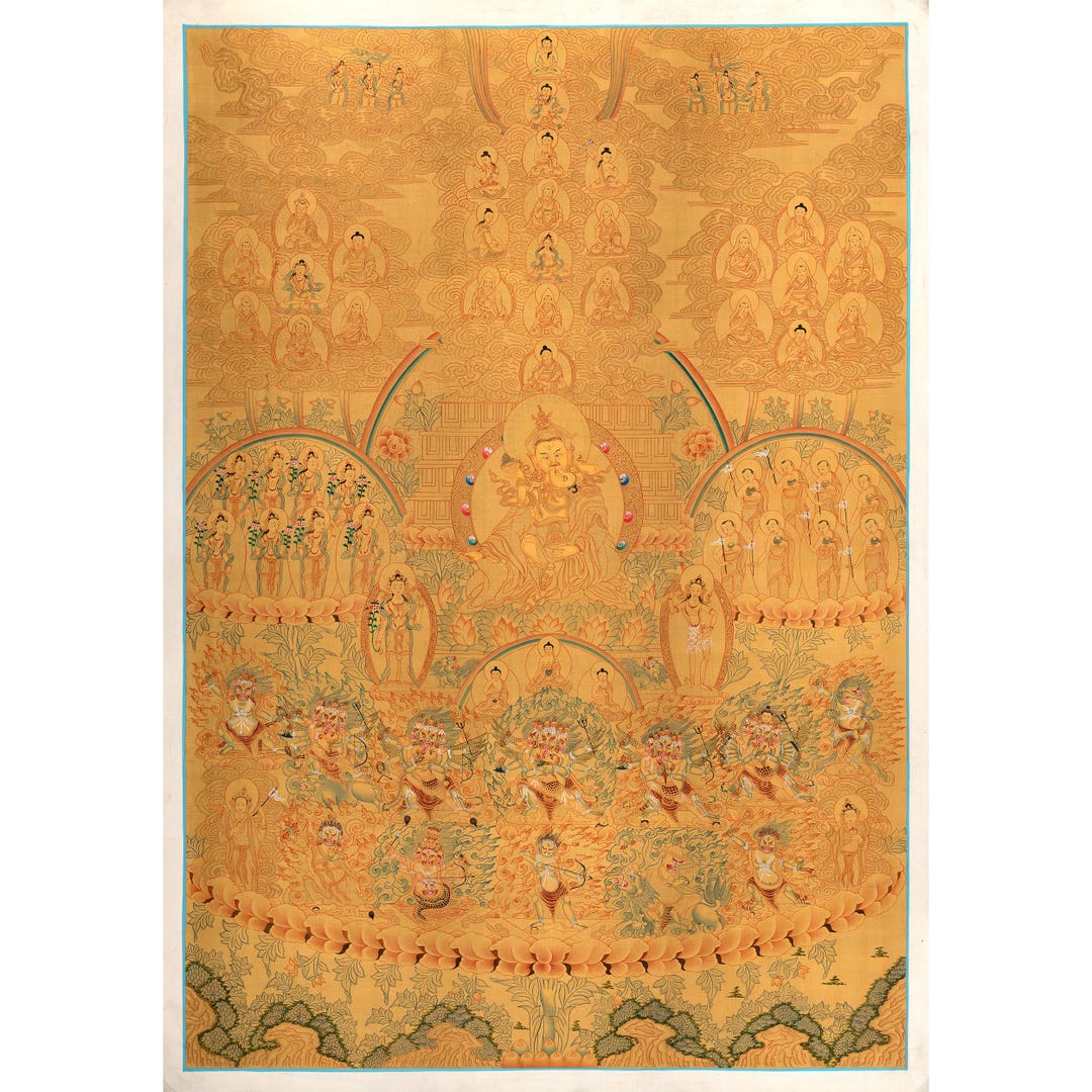 Enlightened Guru Rinpoche Consort Lineage Tree Thangka Print ...