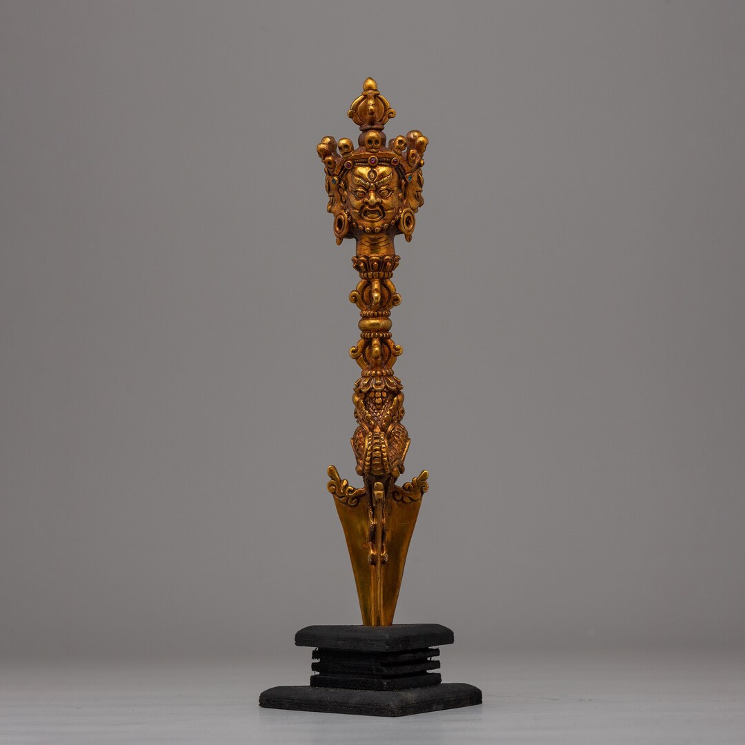 Tibetan Phurba With Stand | 24k Electro Gold Plated Phurba | Healing ...