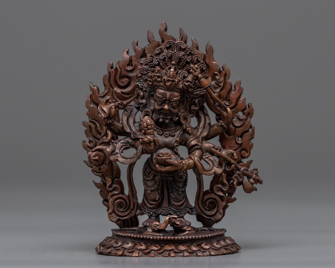 Six Armed White Mahakala Statue | Buddhist Wrathful Deity Oxidized ...