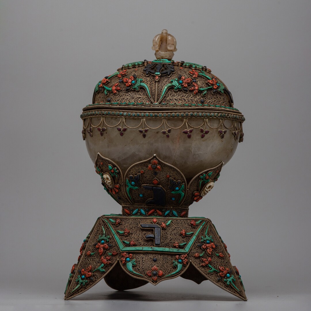 Traditional Pure Silver Kapala Skull Cup | Tibetan Wrathful Offering ...