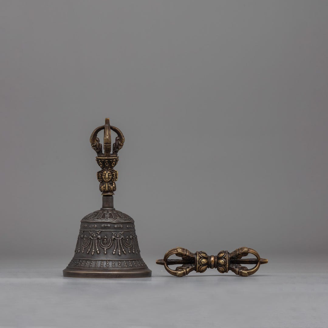 Traditional Handcrafted Tibetan Buddhist Bell and Vajra | Ritual Tools ...