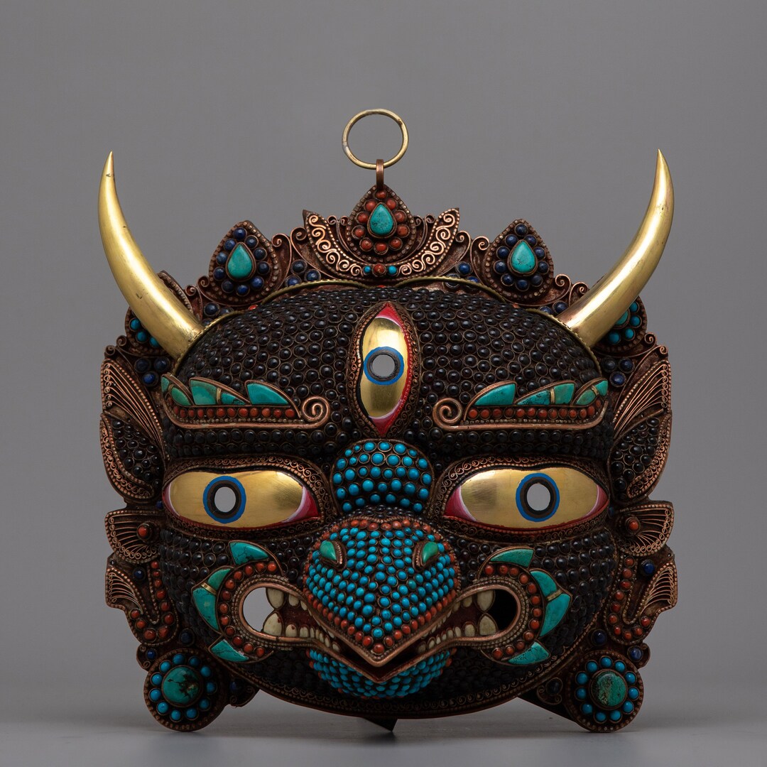 Handcrafted Buddhist Copper Face Mask - Bird Copper Mask for Modern ...