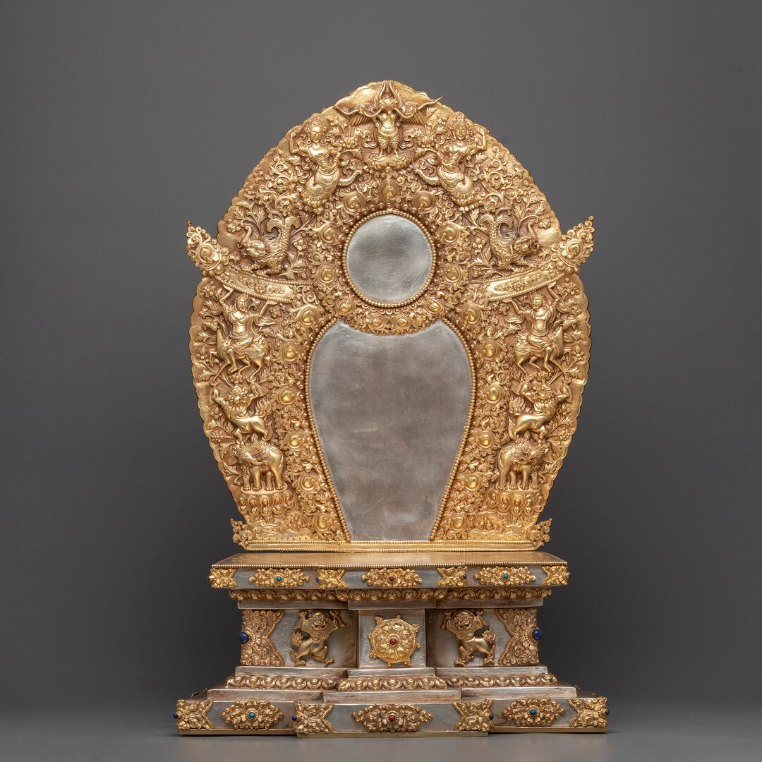 Copper Statue Shrine Throne | 24k Electro Gold and Silver Plated ...