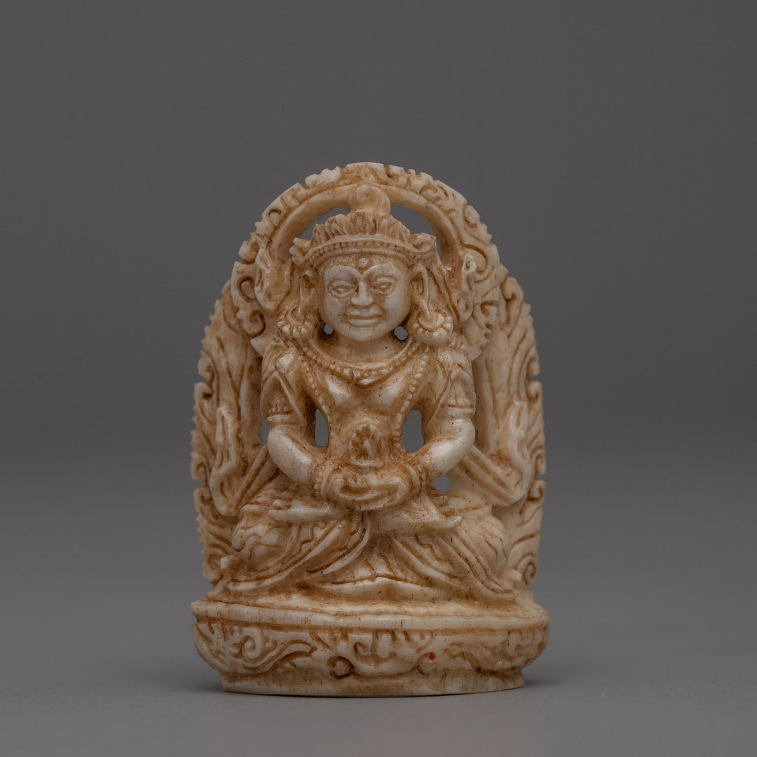 Handcarved Amitayus Mini Bone Statue Exquisite Tibetan Spiritual Art ...
