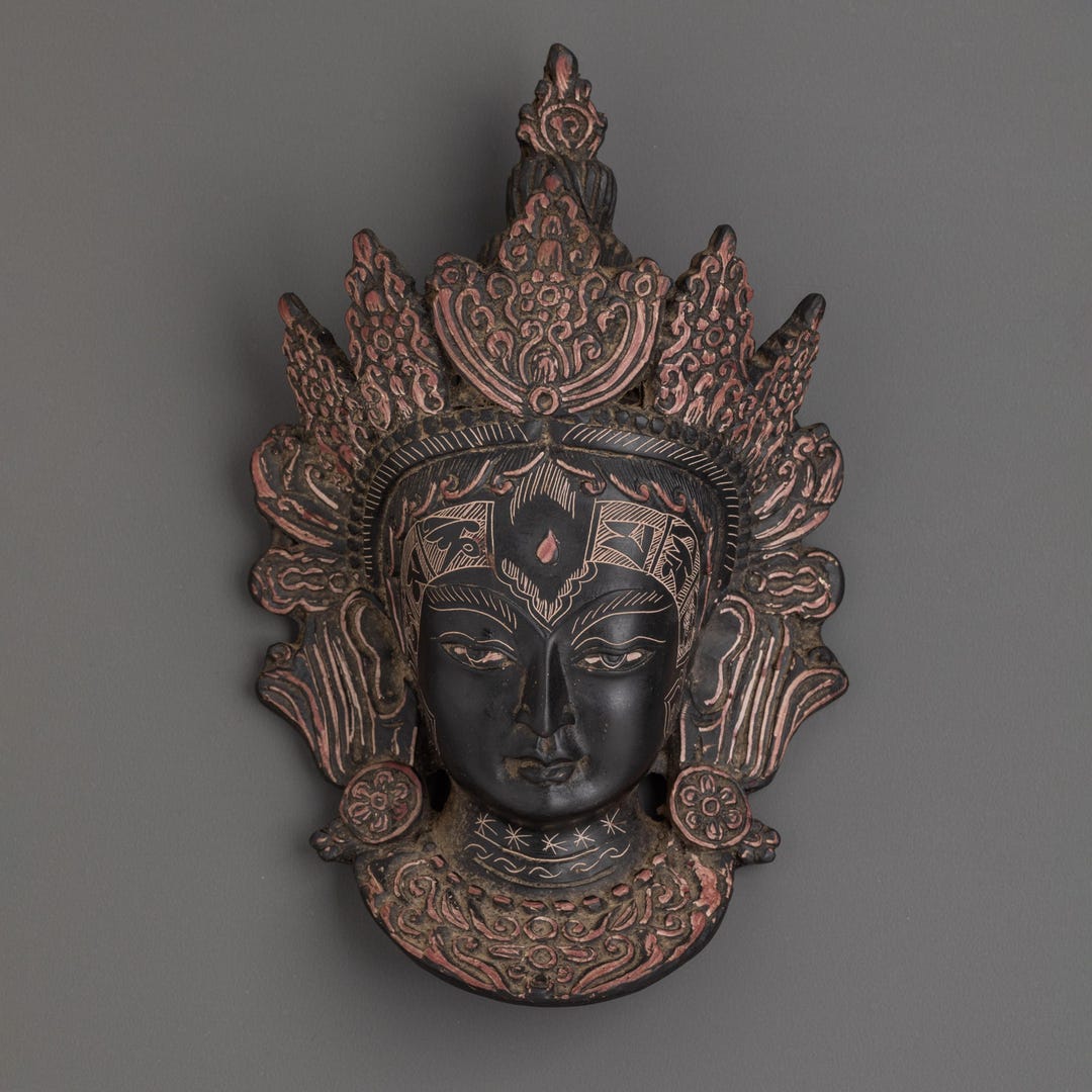 Tibetan Deity Mask Wall Hanging | Handpainted Ceramic Tara Mask for ...