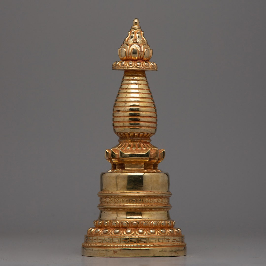 Zen Inspired Buddhist Stupa | Gold Plated Tibetan Kadam Stupa ...