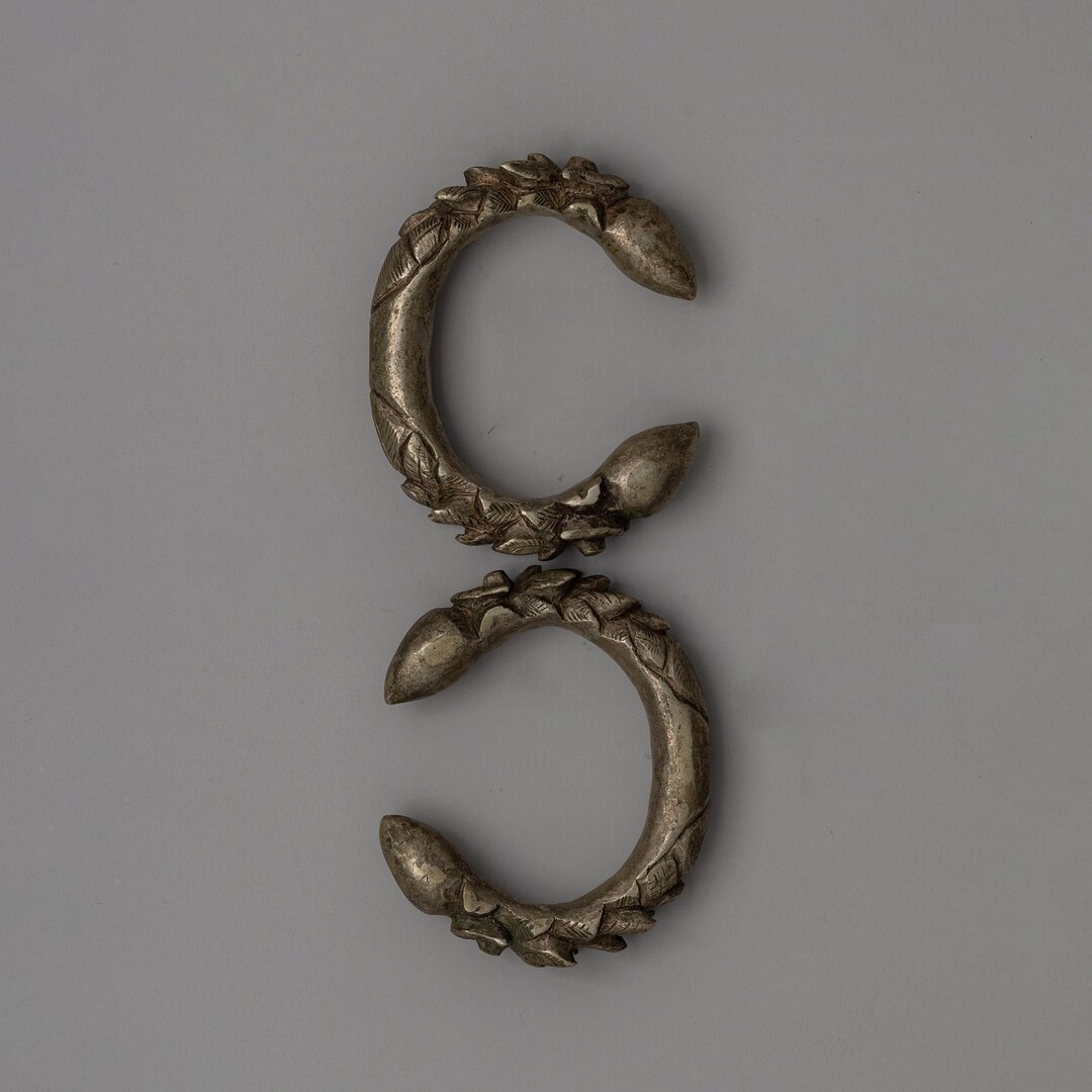 Handicraft Newari Bracelet Set | White Metal Cuff With Traditional ...