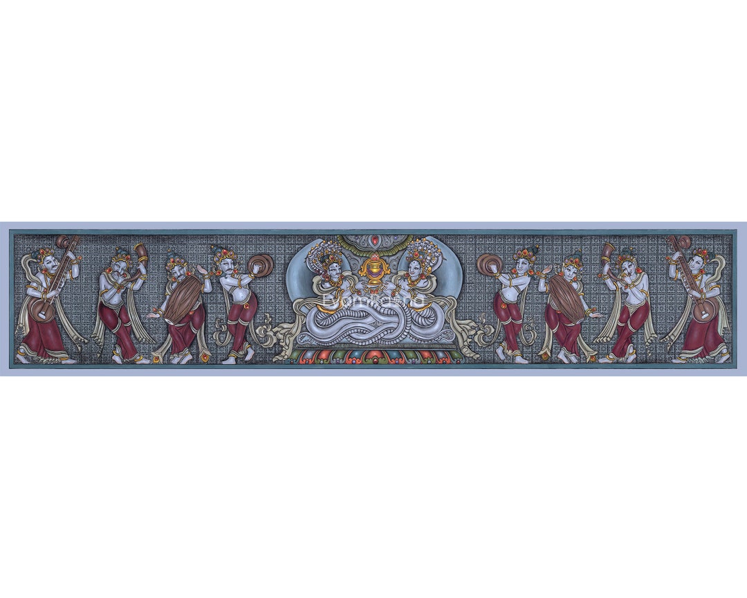 Naga Raj and Naga Rani Traditional Nepali Paubha Print| Spiritual Room ...