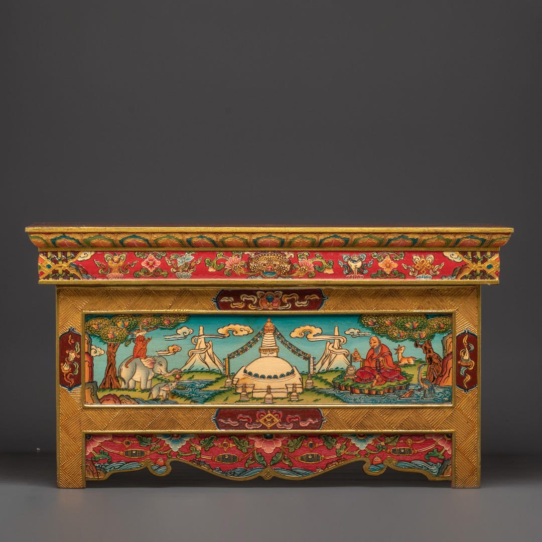 Handcrafted Tibetan Folding Table | Painted Buddhist Art Table | Unique ...