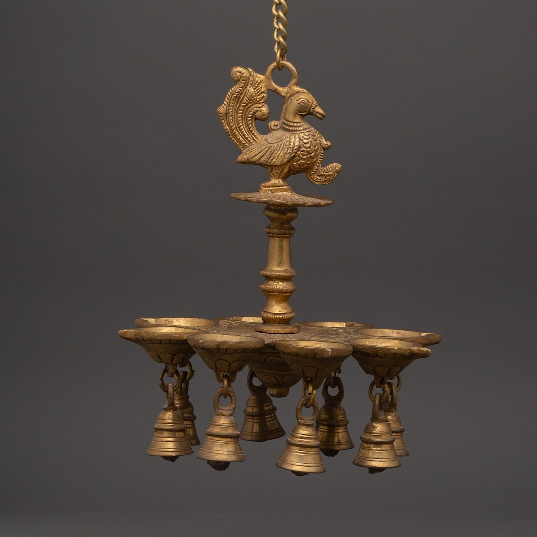 Brass Dalucha Hanging Oil Lamp | Handcrafted Nepali Peacock Lamp With ...