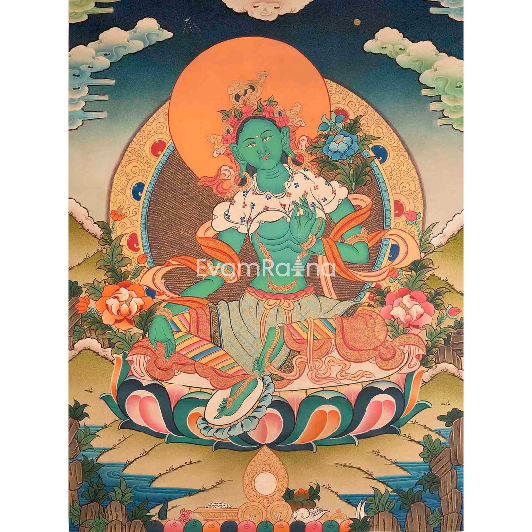 Green Tara Thangka | Original Hand Painted Healing Female Deity ...