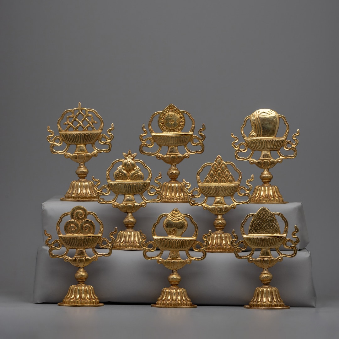 Eight Copper Auspicious Symbols Set | Spiritual Enhancements for ...