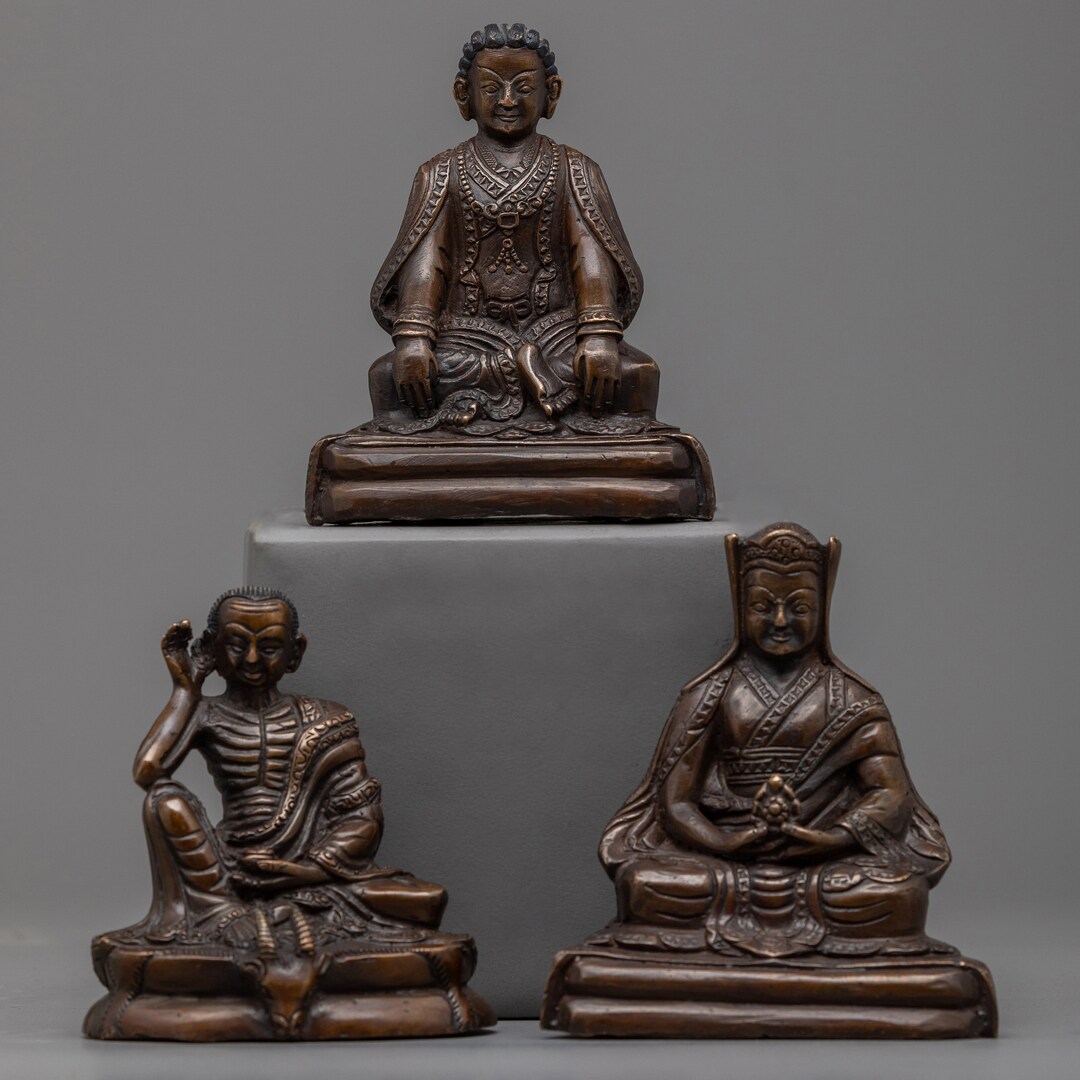 Mini Marpa Set Marpha, Milarepa, Gampopa Oxidized Copper buddhist Home ...